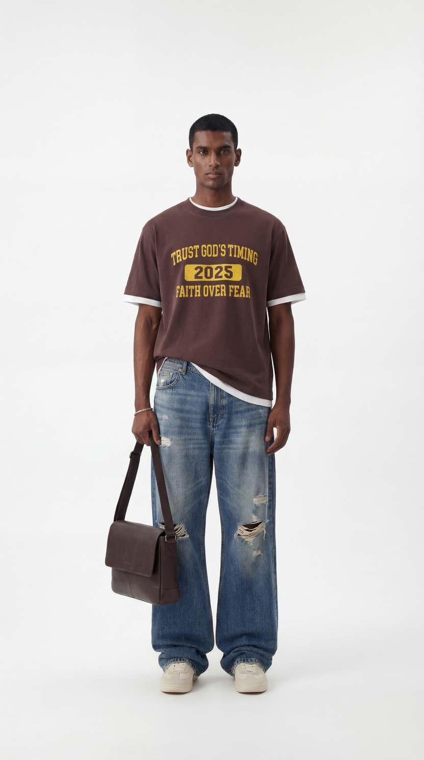 EST. 2025 Faith Over Fear™ Oversized T-Shirt – TRUST GOD'S TIMING
